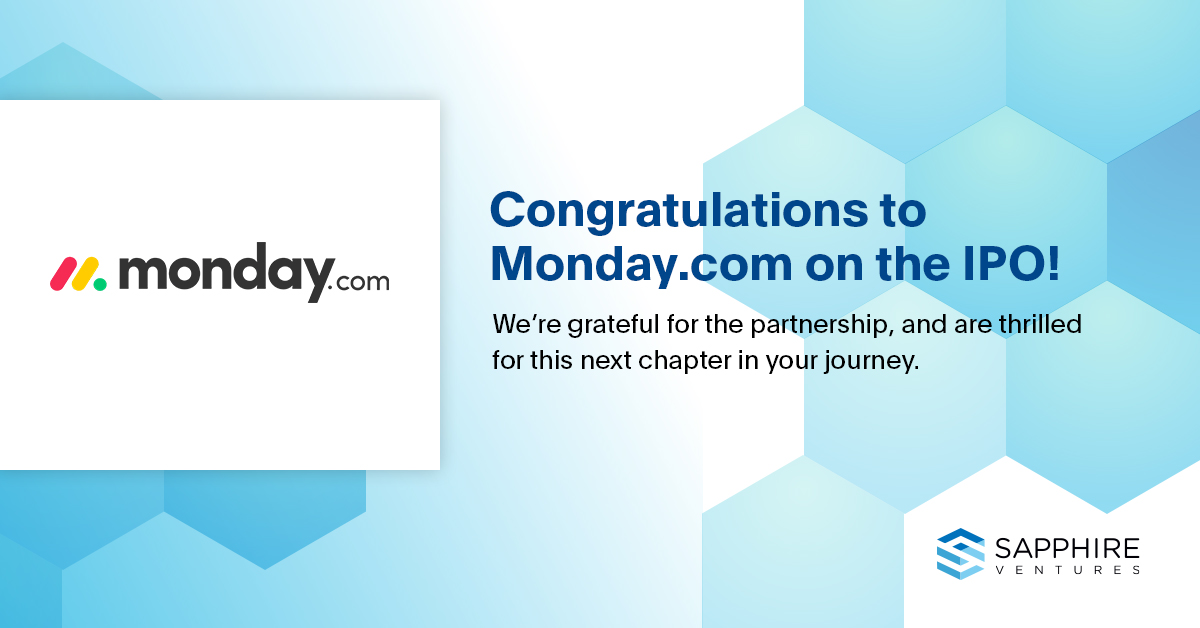 Monday on a Thursday. Congratulations to Monday.com! | Sapphire Ventures